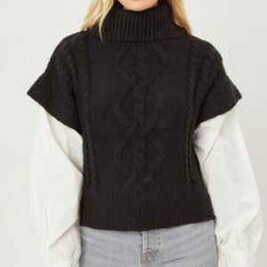 Love Tree | Sweaters | Love Tree Black Cable Knit Turtleneck Sweater ...